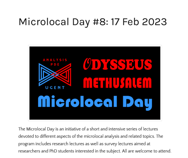Microlocal Day #10, 3 May 2024 – Ghent Analysis & PDE Center